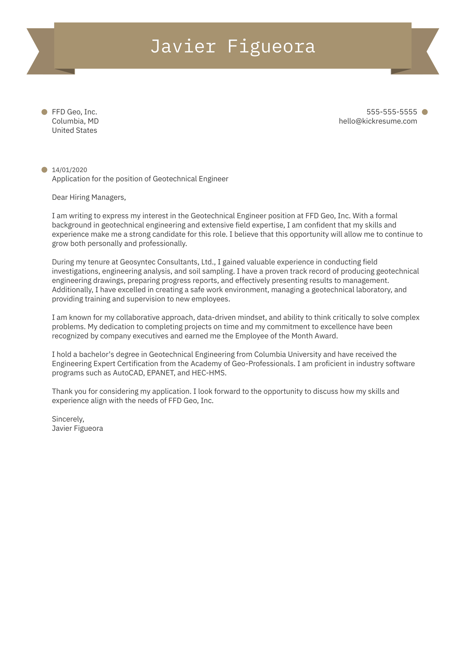 Geological Engineer Job Application Form Template