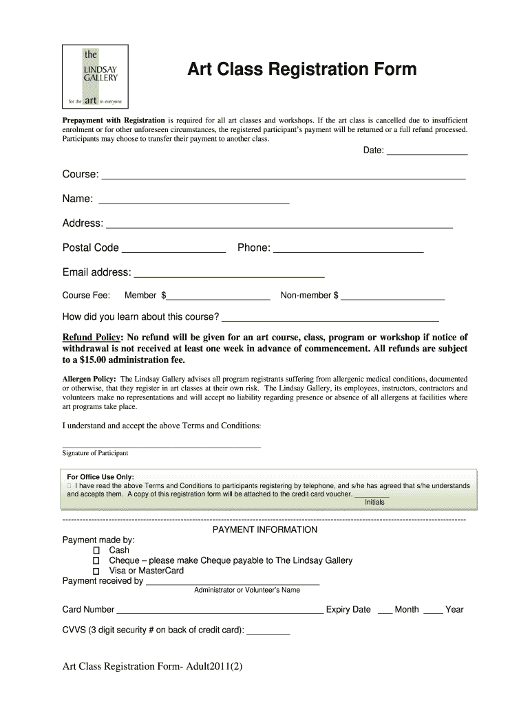 Painting Workshop Registration Form Template