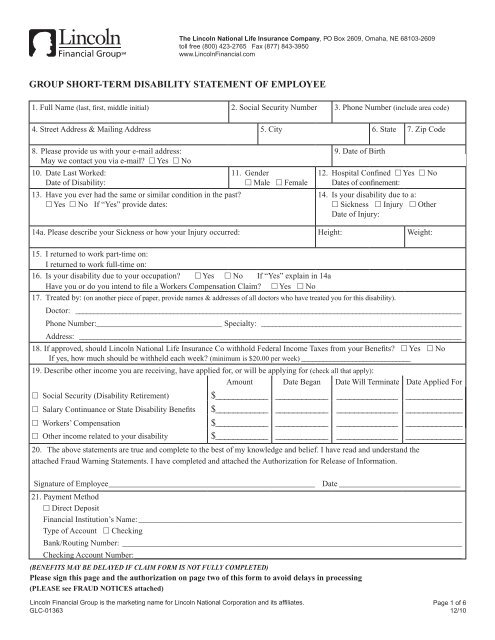 Short Term Disability Claim Form Template