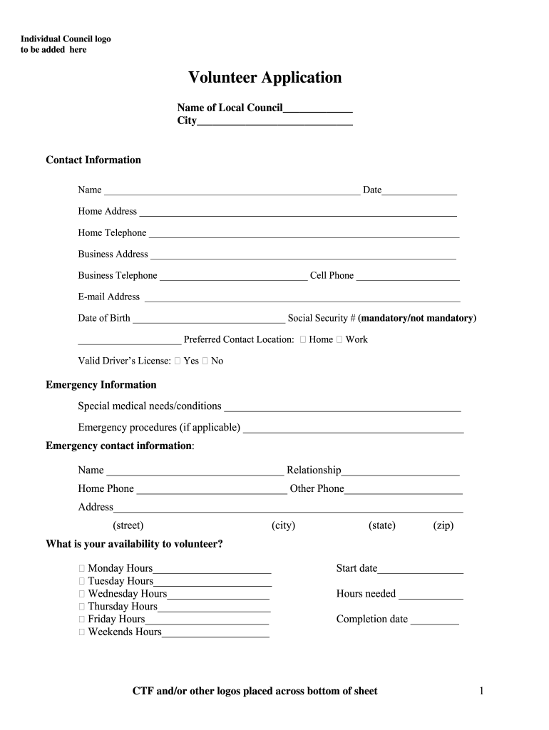 Volunteer Interest Form Template Nonprofit