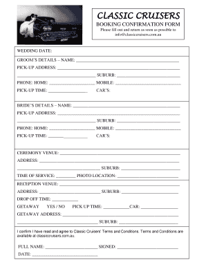 Wedding Car Booking Form Template