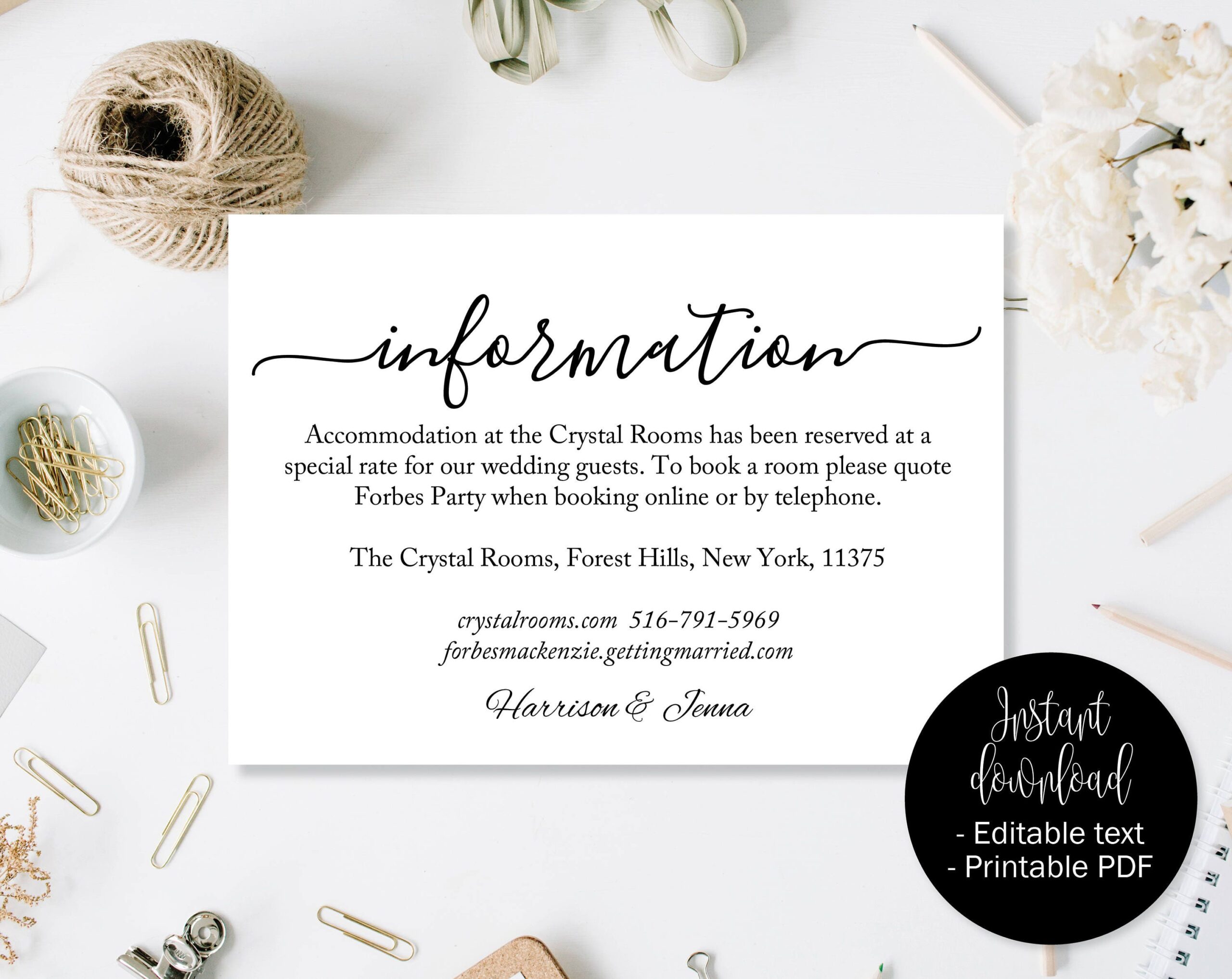 Wedding Guest Information Form Template