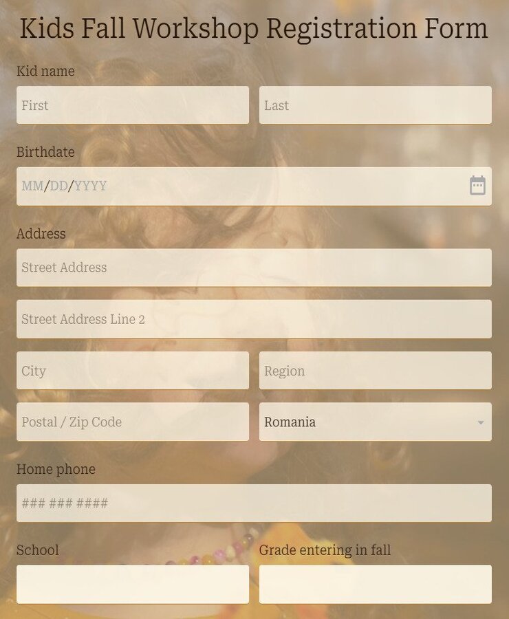 Youth Interactive Workshop Registration Form Template