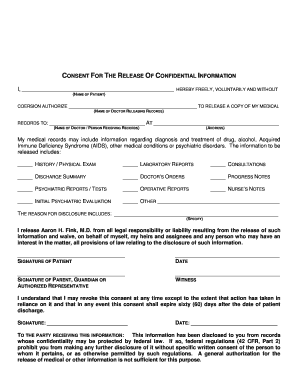 Confidential Data Release Form Template