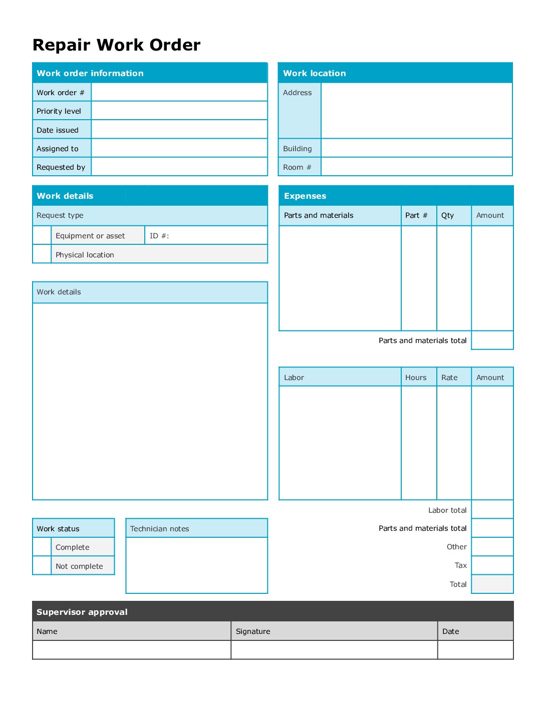 Container Rework Order Form Template