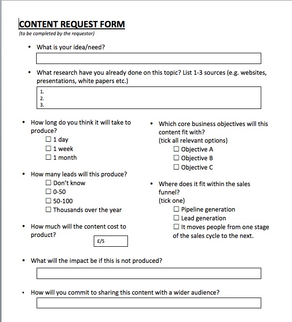Content Creator Information Form Template