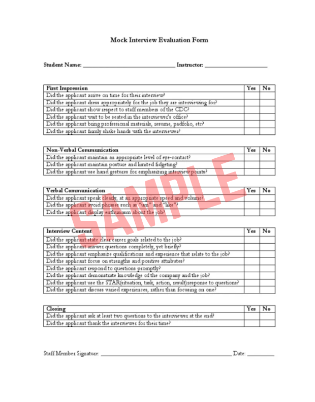 Mock Interview Feedback Form Template